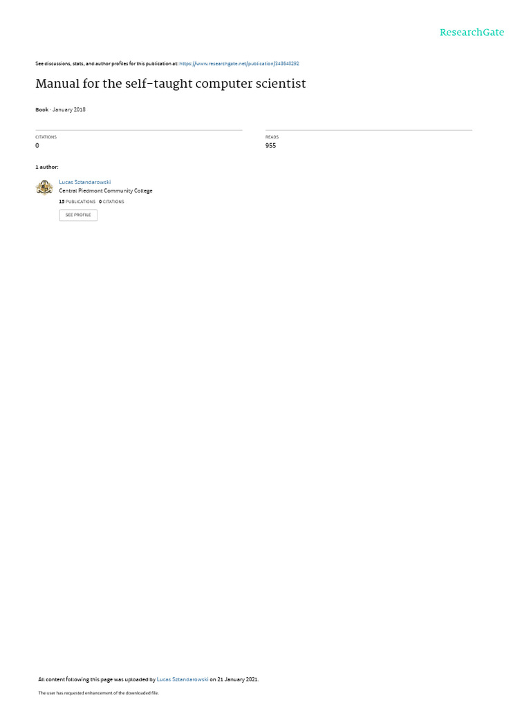 Manual For The Self-Taught Computer Scientist: January 2018 | PDF ...