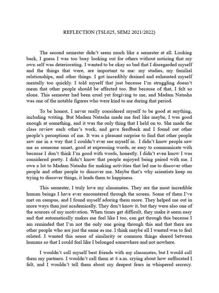 Reflection (TSL025) | PDF | Psychology