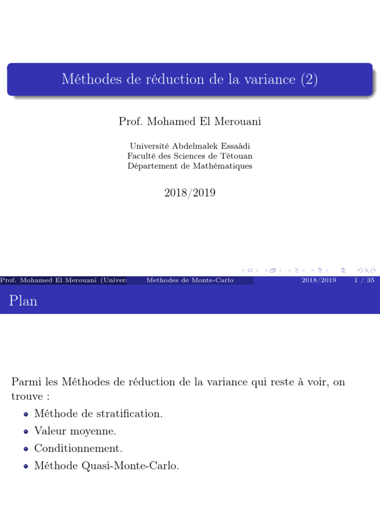 Méthodes de réduction de variance | PDF | Méthode de Monte-Carlo ...