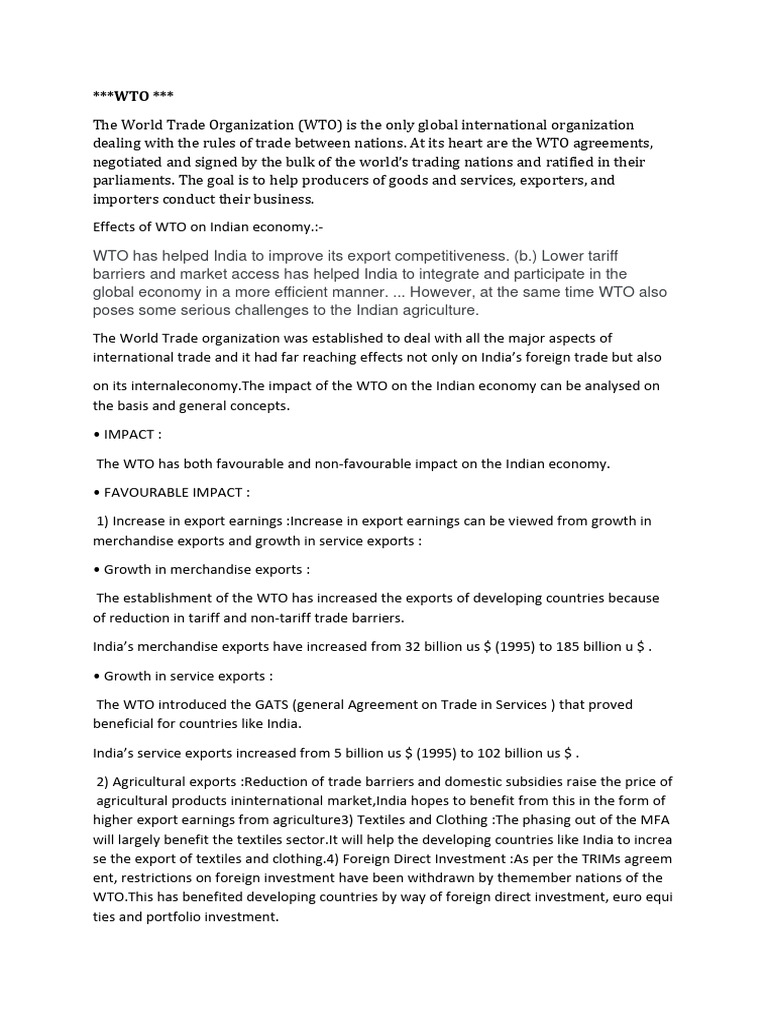 WTO | PDF | World Trade Organization | Exports