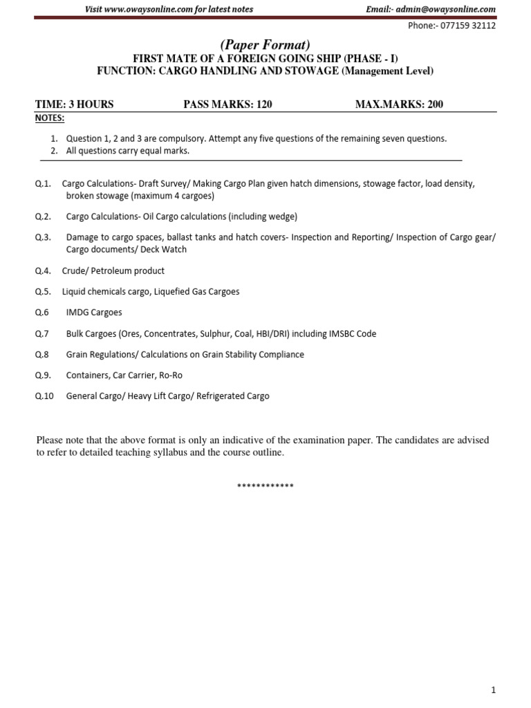 Phase 1 - MMD Ques Set Till Jan 2020 2 | PDF | Oil Tanker | Ships