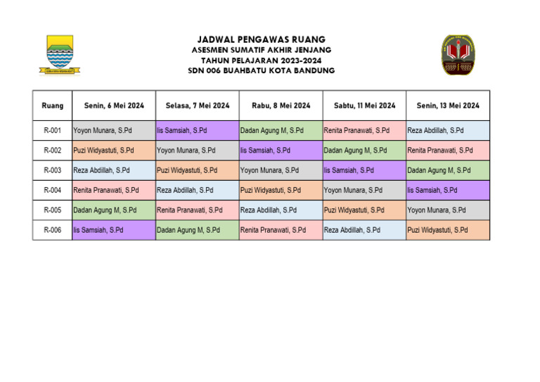 Jadwal Pengawas Asaj 2024 | PDF