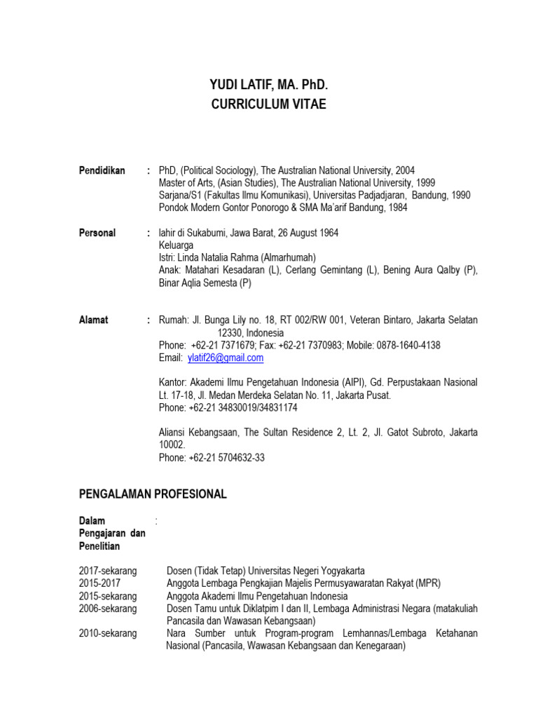 2023 - CV Yudi Latif | PDF