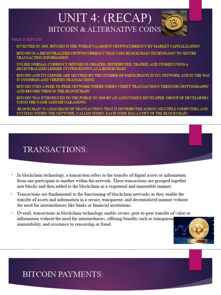 Unit 4: (Recap) : Bitcoin & Alternative Coins | PDF | Bitcoin ...
