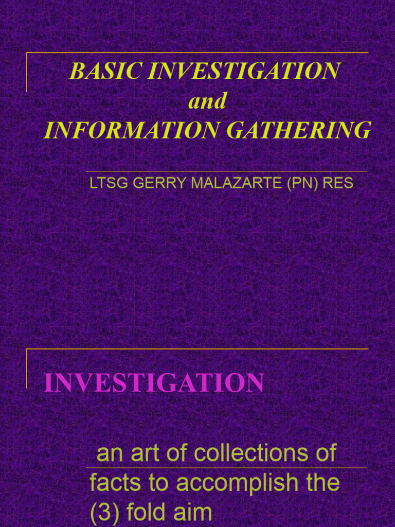 Basics of Crime Investigation Techniques | PDF
