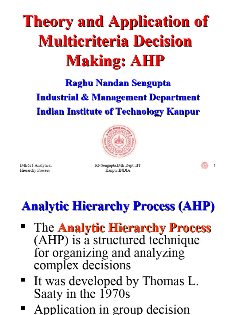IME621 TAMCDM Slides 07 AHP | PDF | Applied Mathematics