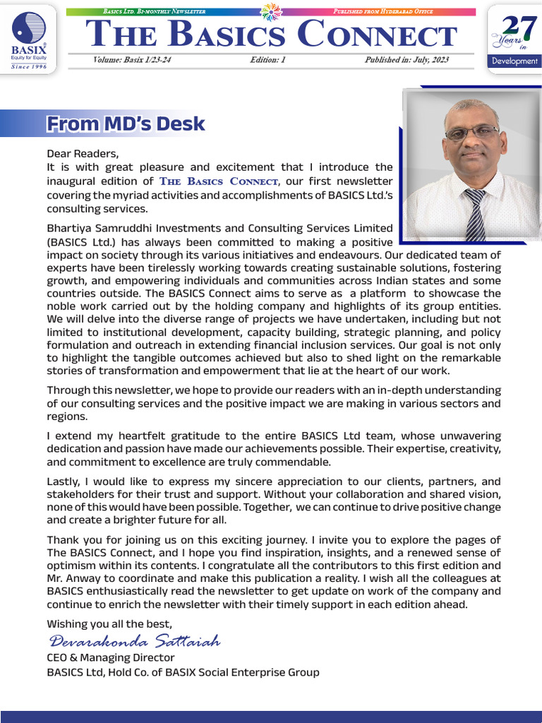 The BASICS Connect Edition 1 | PDF | Financial Inclusion | Corporate Social Responsibility