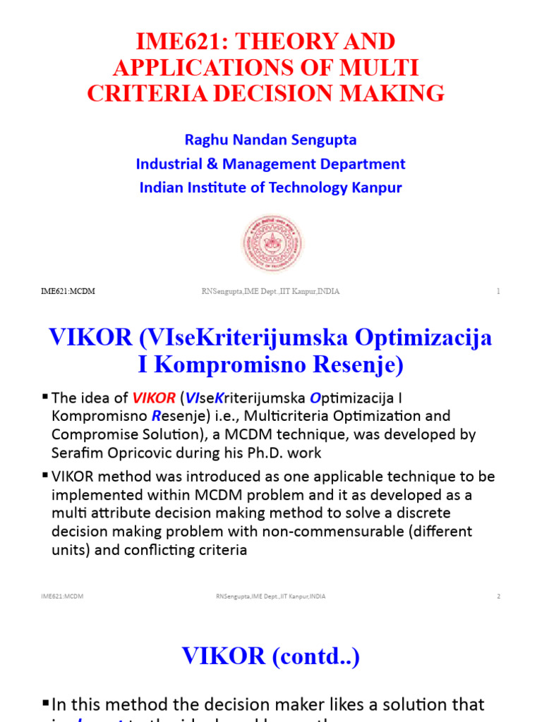 VIKOR Method in Multi-Criteria Decision Making | PDF | Mathematical ...