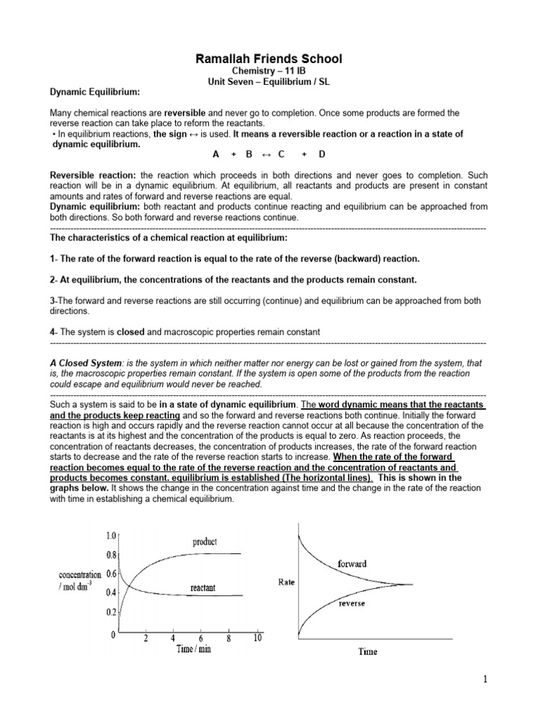 Unit 7 - Equilibrium SL | Download Free PDF | Reaction Rate | Chemical ...