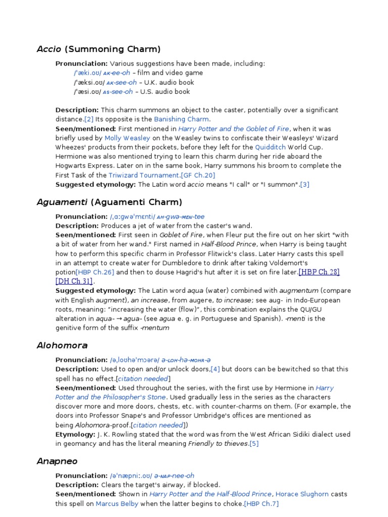Summoning Charm Accio Explained | PDF
