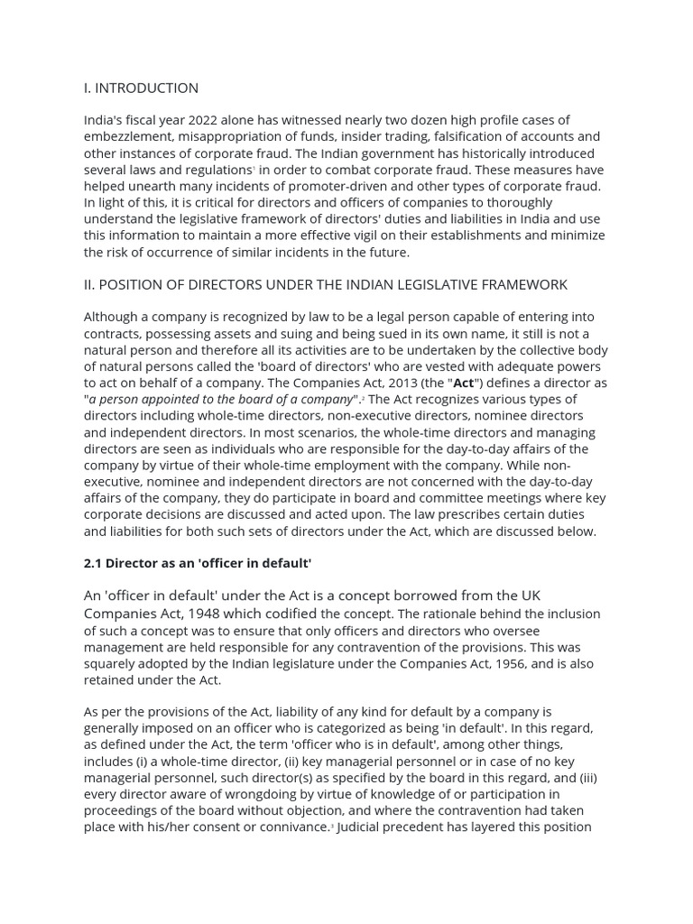 Directors' Duties and Liabilities in India | PDF | Board Of Directors | Fiduciary