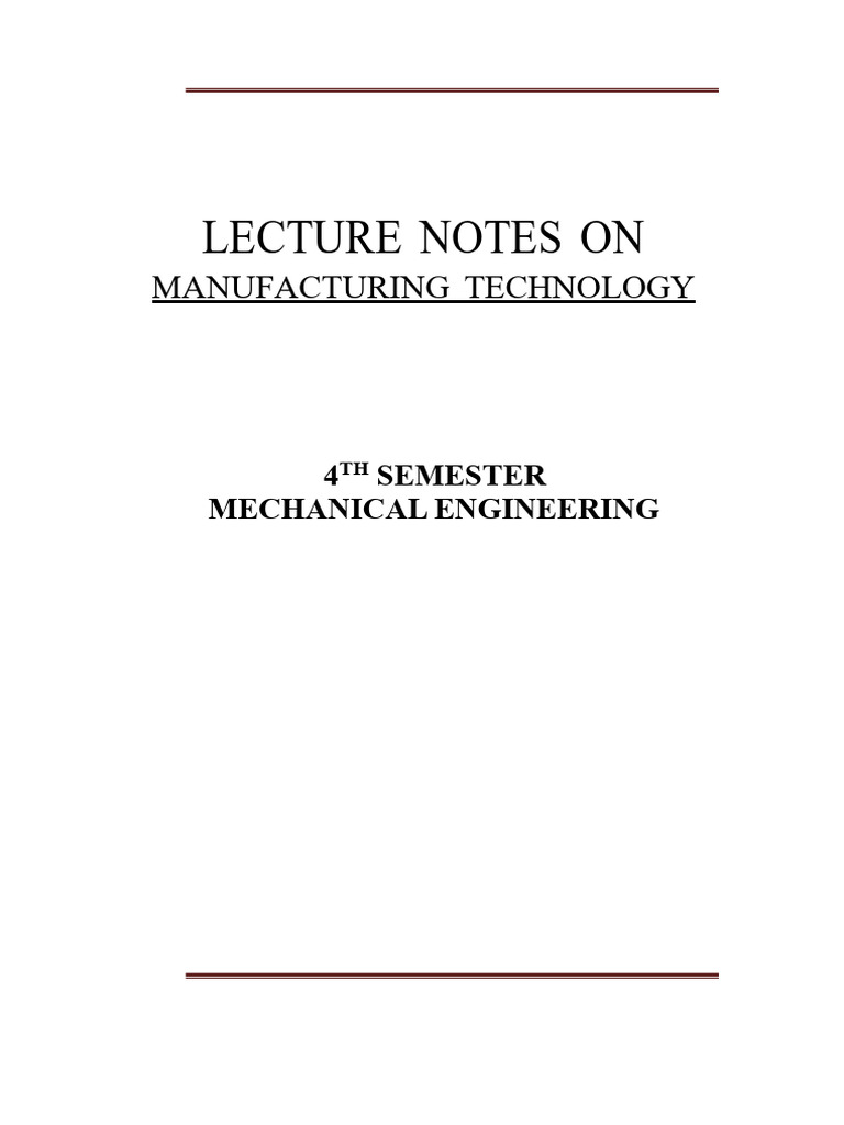 MT - Lecture Notes | PDF | Steel | Machining