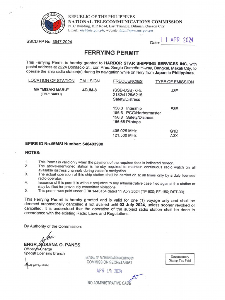 Ntc.ferrying Permit | PDF