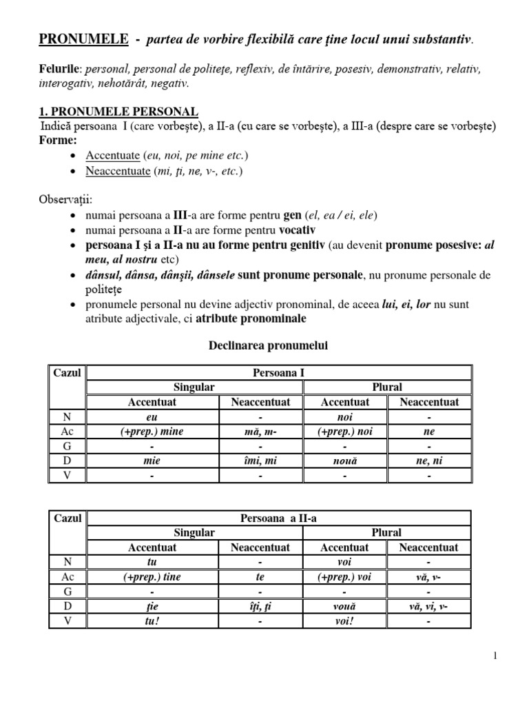 Pronumele | PDF