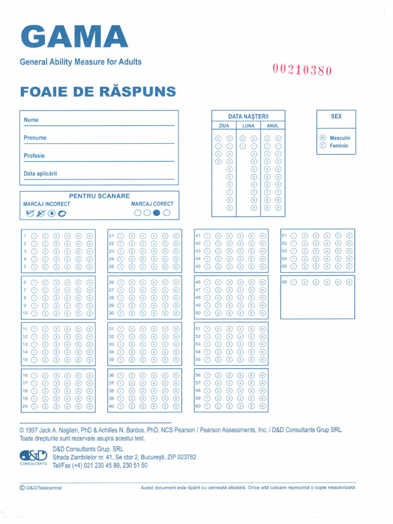 Foaie de Raspuns Gama | PDF