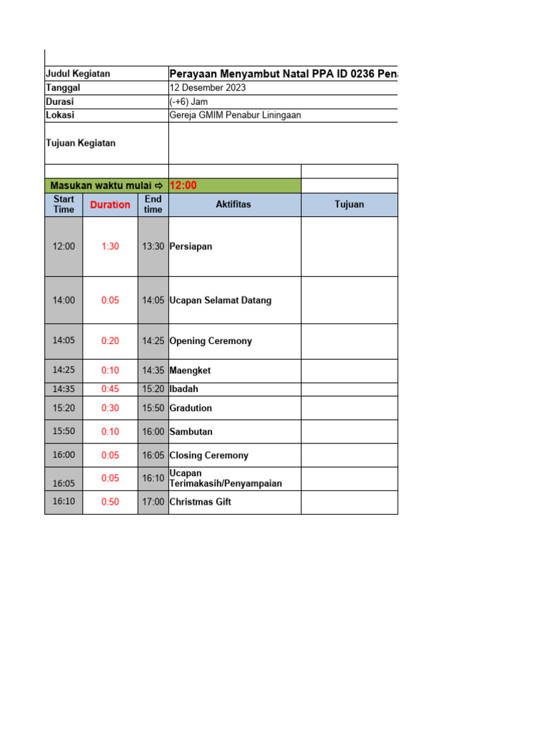 Rundown Ibadah Menyambut Natal 2023 | PDF