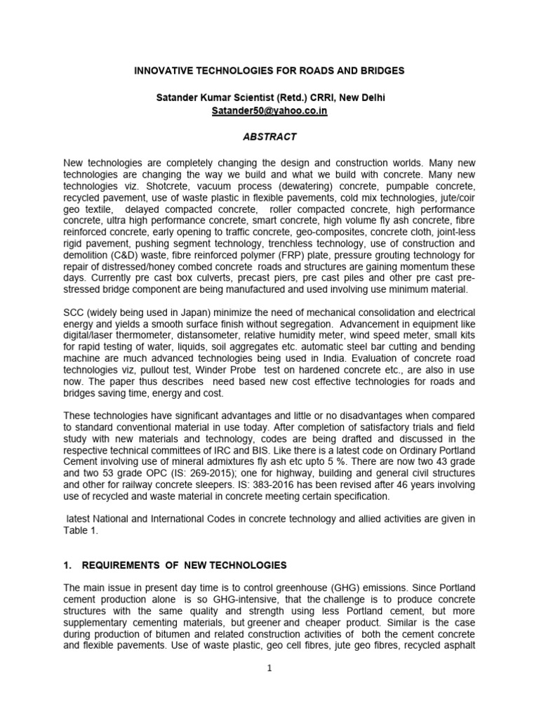 100 Need Based Advancements Satander Final Irc Paper | PDF | Concrete ...