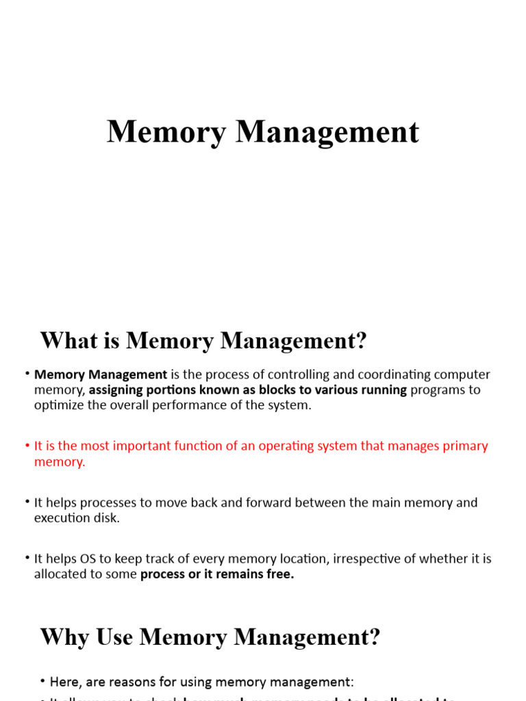 Memory Management in Operating Systems. | PDF | Computer Data Storage ...