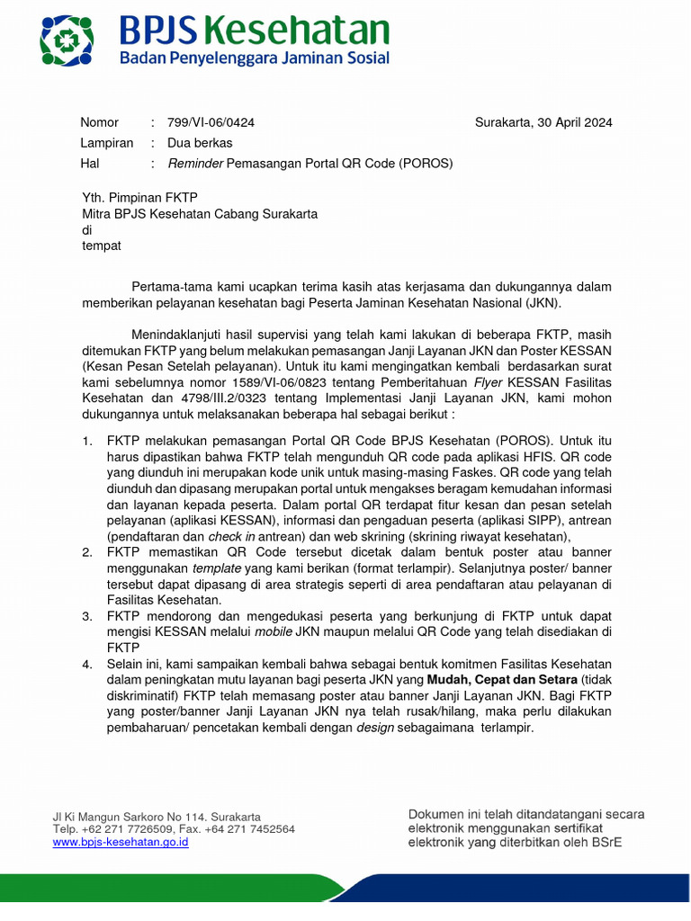 799 Pemasangan Janji Layanan Dan Qr Code Pdf