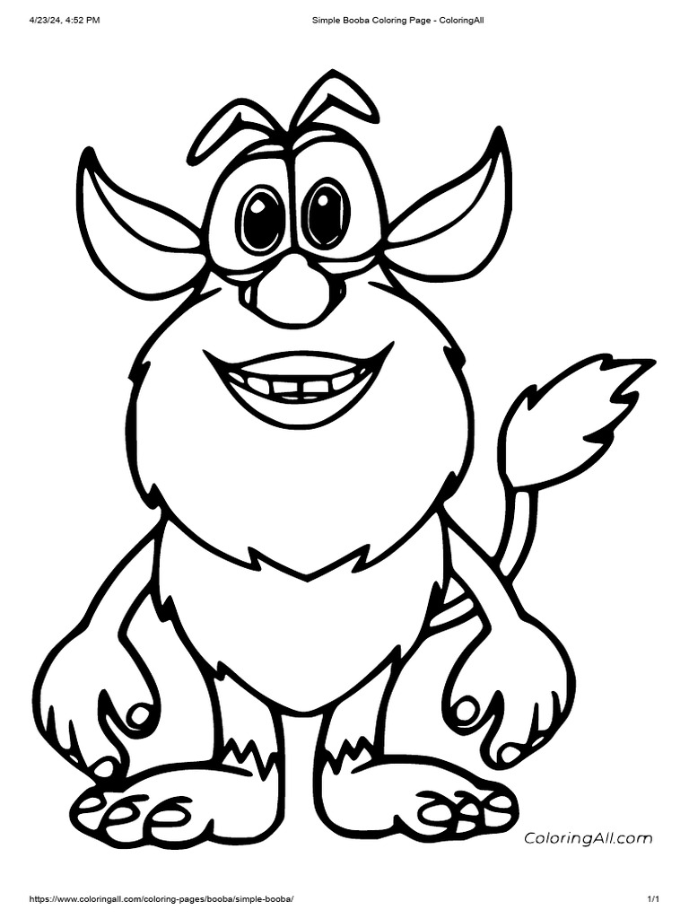 Simple Booba Coloring Page - ColoringAll | PDF