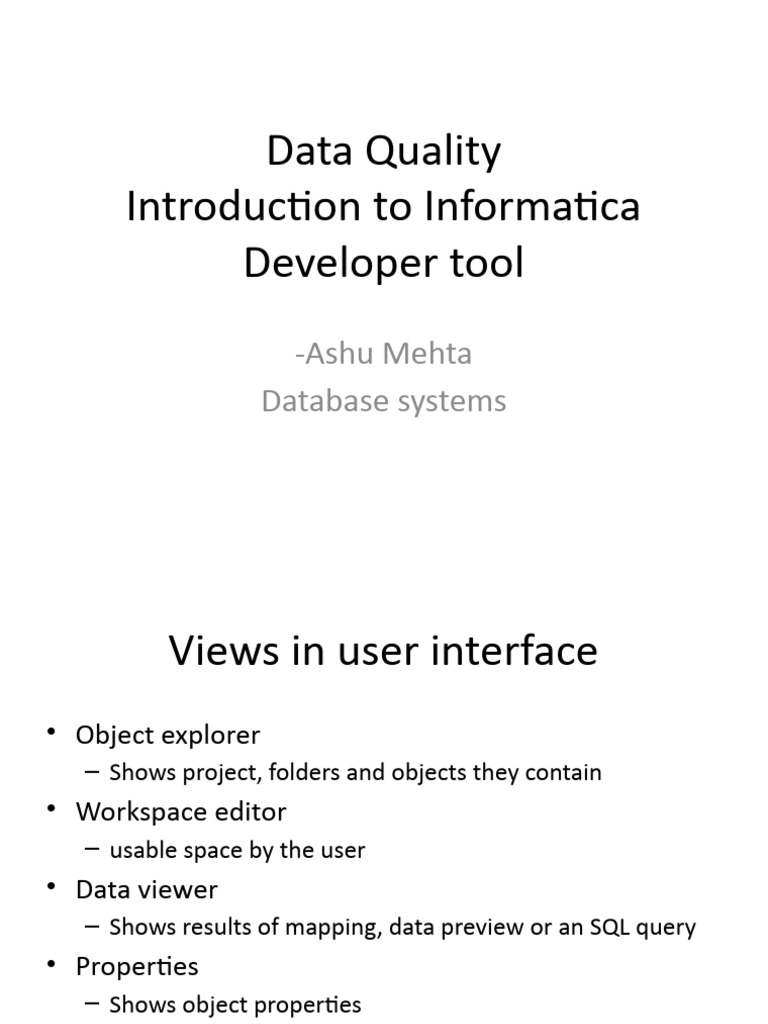 Lecture3 - Informatica Developer Concepts 1 | PDF | Data | Metadata