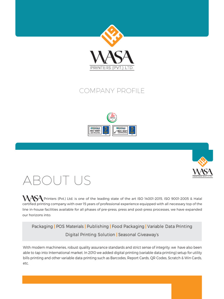 WASA Profile & Client Portfolio | PDF | Printing | Packaging And Labeling