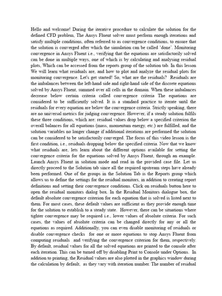 Convergence Pdf Equations Computational Fluid Dynamics