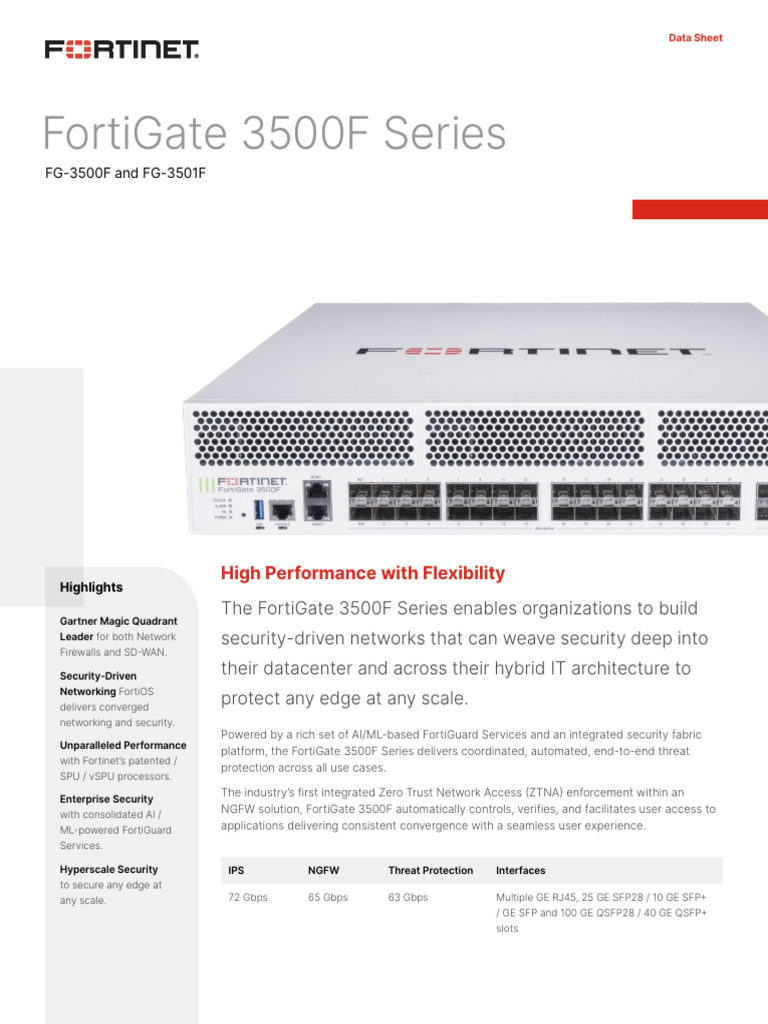 Fortigate 3500f Series | PDF | Security | Computer Security