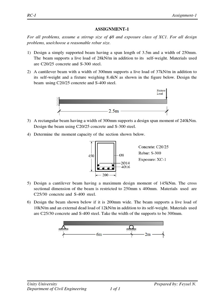 Civil Engineering Beam Design Assignment | PDF | Science & Mathematics ...