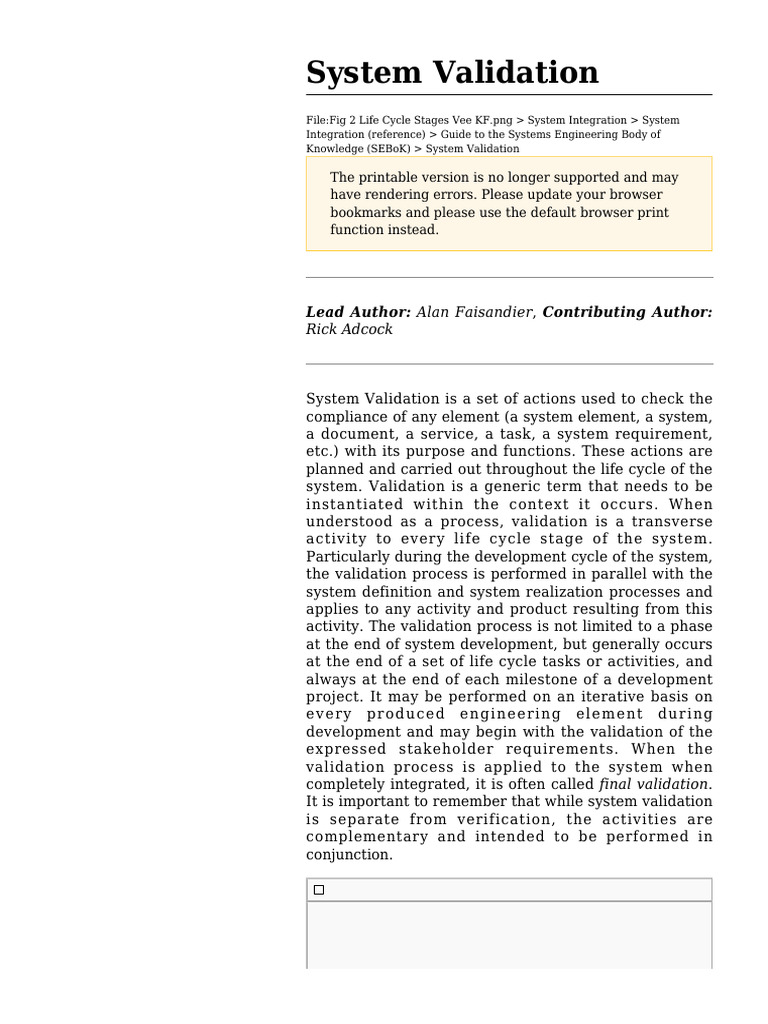 System Validation | PDF | Verification And Validation | System