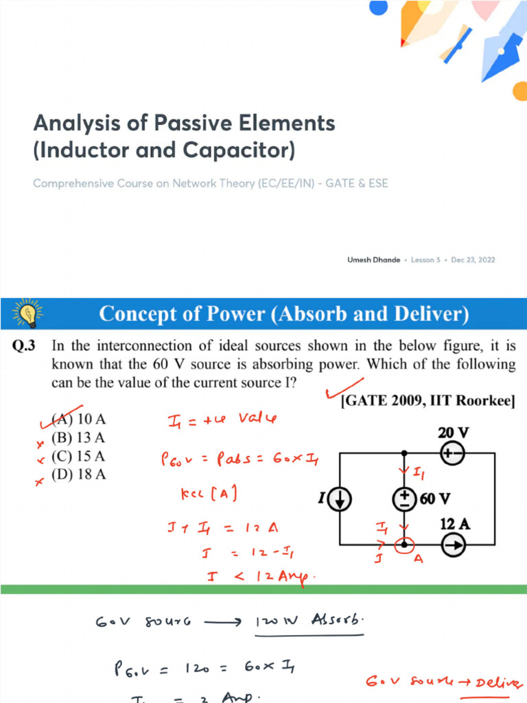 Analysis of Passive Elements Inductor and Capacitor With Anno | PDF