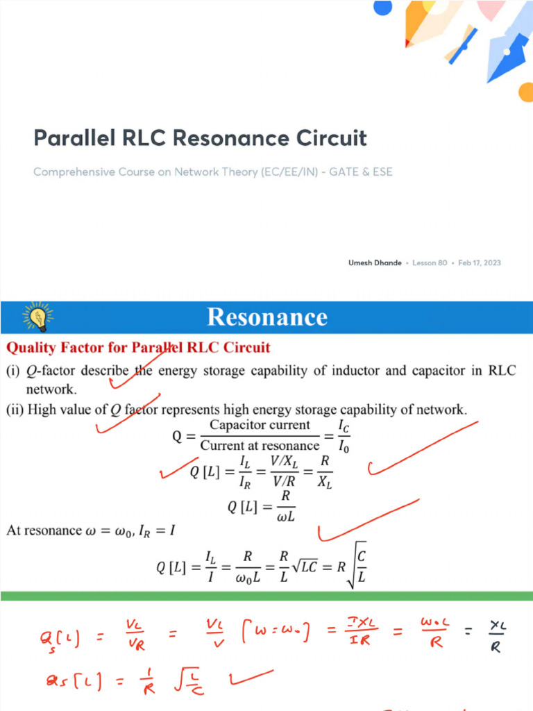 Parallel RLC Resonance Circuit With Anno | PDF