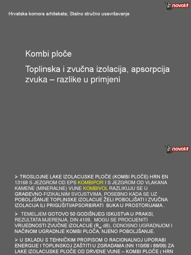 KOMBI Ploce - Razlike U Primjeni, Toplinska I Zvucna Izolacija - SSU ...