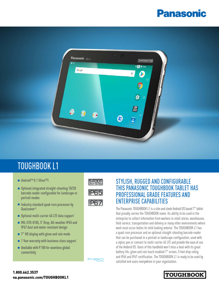 TOUGHBOOK L1 Spec Sheet | PDF | Computing | Computer Hardware
