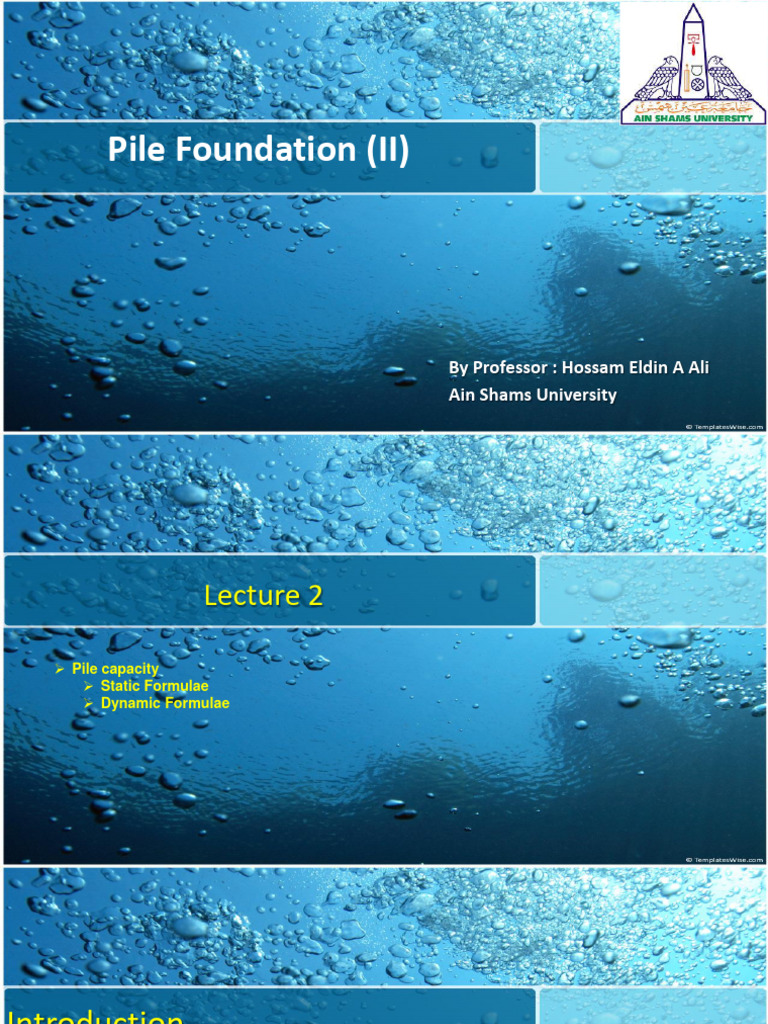 Pile Lectures 2 Pile Capacity | PDF | Deep Foundation | Continuum Mechanics