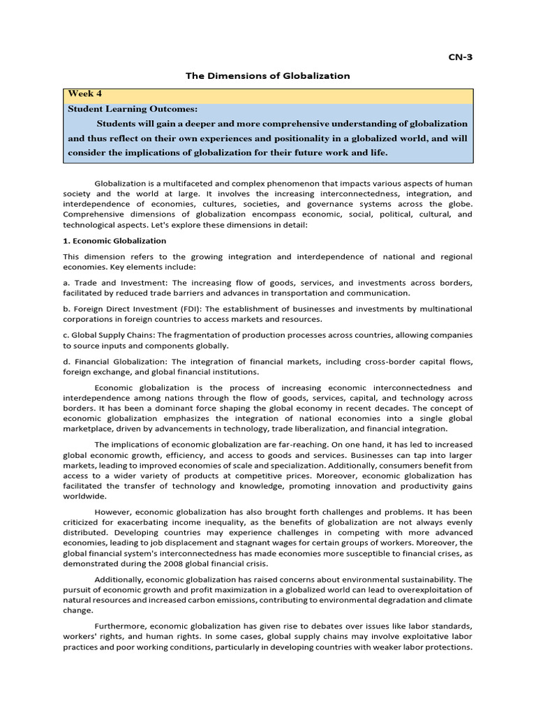 CN 3 Dimensions of Globalization | PDF | Globalization | Economic Globalization