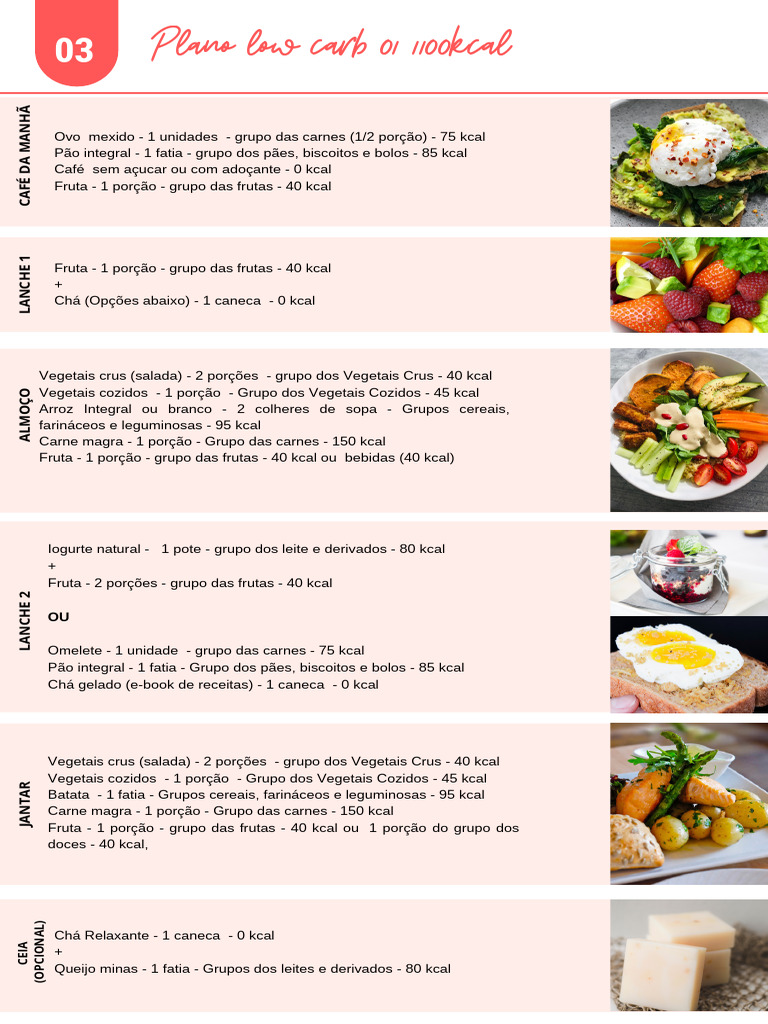 Cardápio Low Carb 1100 Kcal | PDF