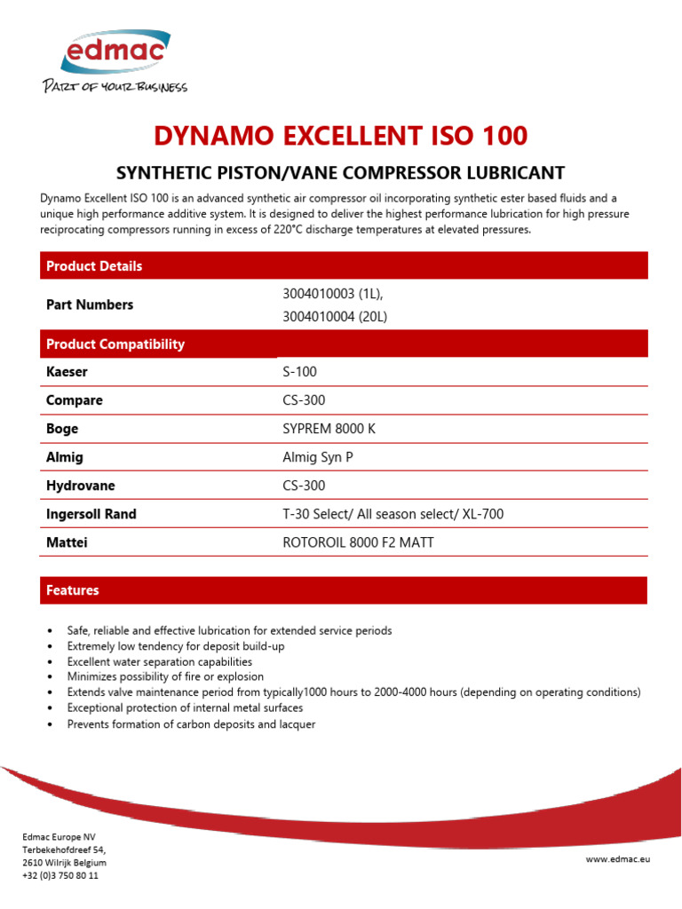 Dynamo Excellent 100 - TDS - EN | PDF | Lubricant | Mechanical Engineering