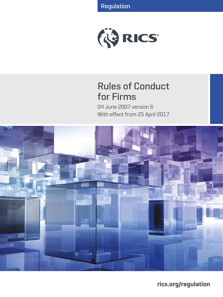 RICS Regulation-Rules of Conduct FOR FIRMS | PDF | Infrastructure | Market (Economics)