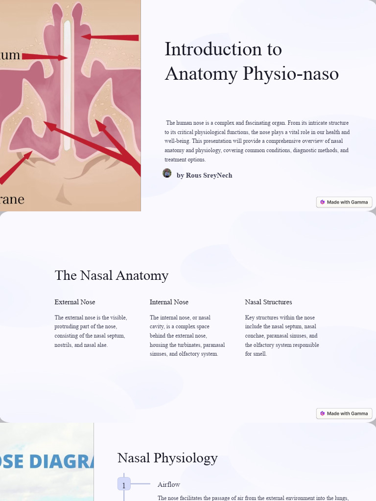 Introduction To Anatomy Physio Naso | PDF | Human Nose | Surgical Specialties