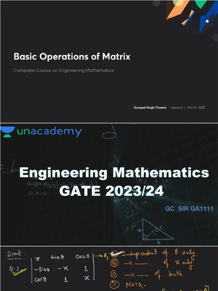 Basic Operations of Matrix With Anno | PDF