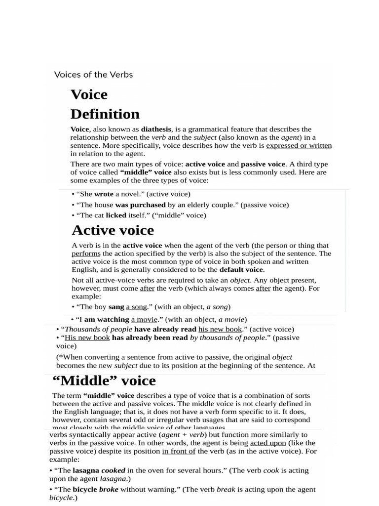 Voices of The Verbs | PDF