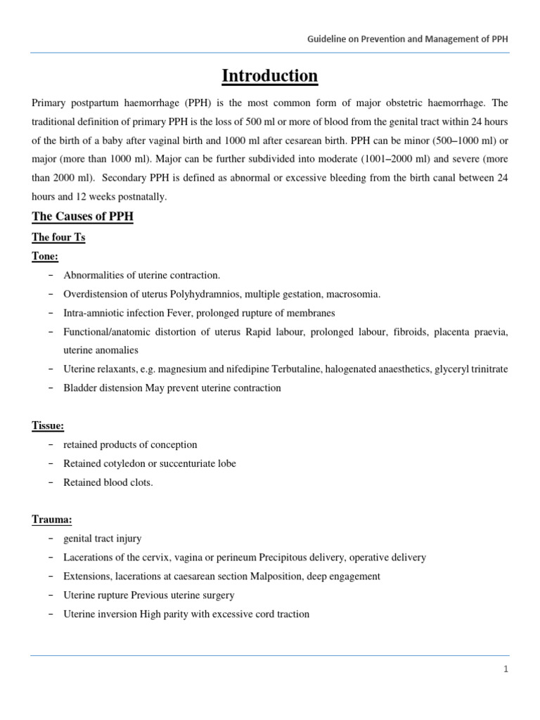 WHO Guideline On Prevention and Management of PPH | PDF | Childbirth | Medical Specialties
