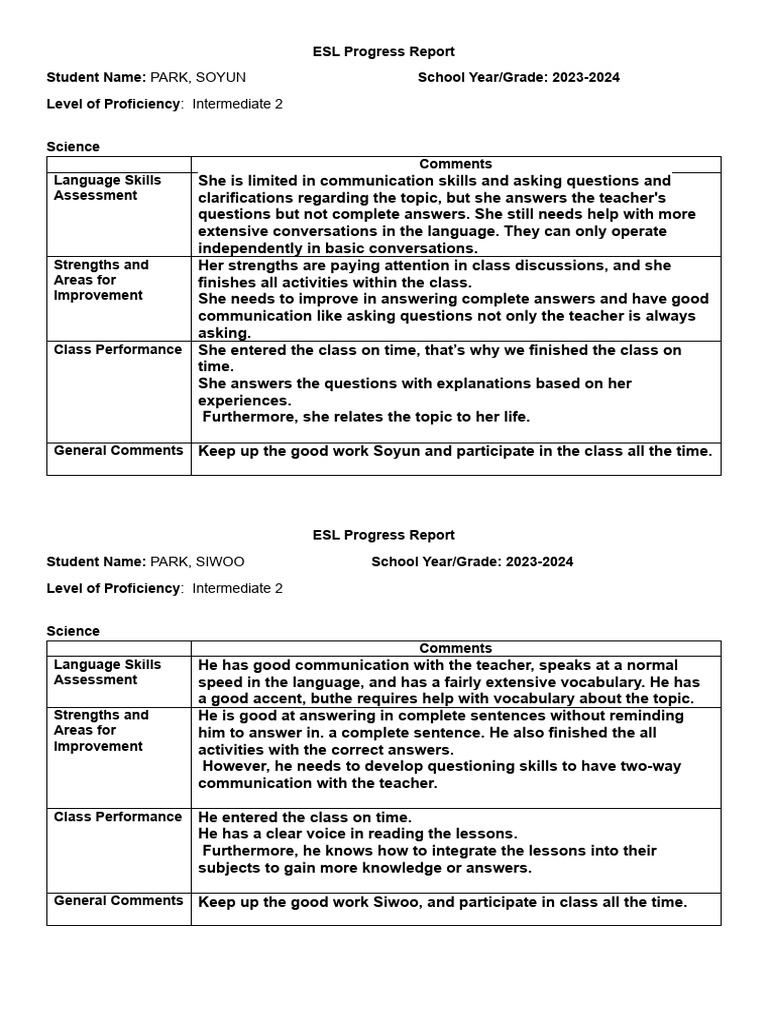 ESL-REPORT | PDF | Question | English As A Second Or Foreign Language