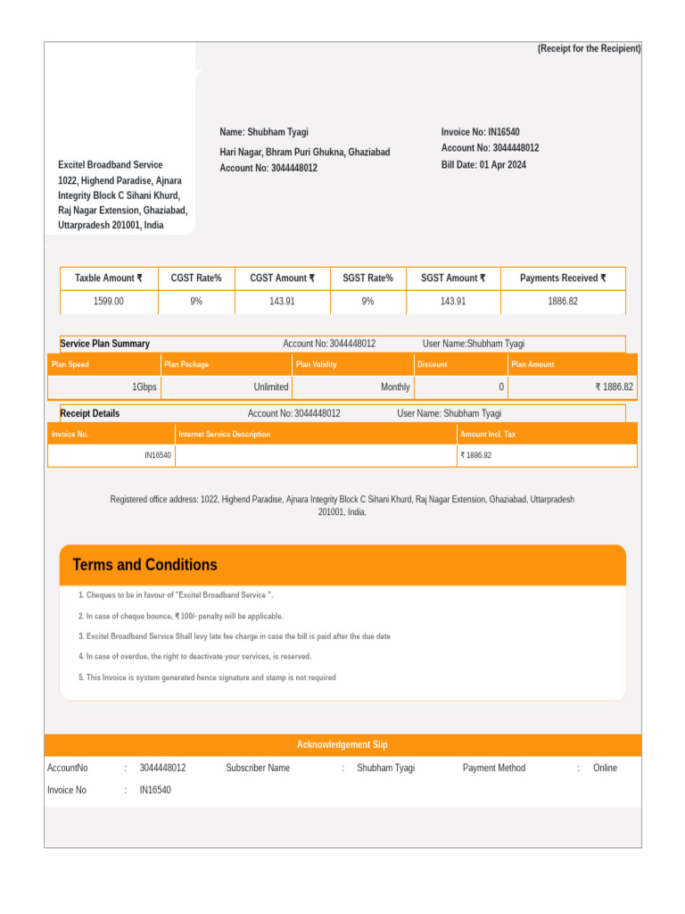 Internet Invoice Template 2 | Download Free PDF | Receipt | Cheque