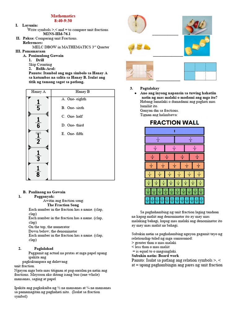 Comparing Fractions Grade Two | PDF