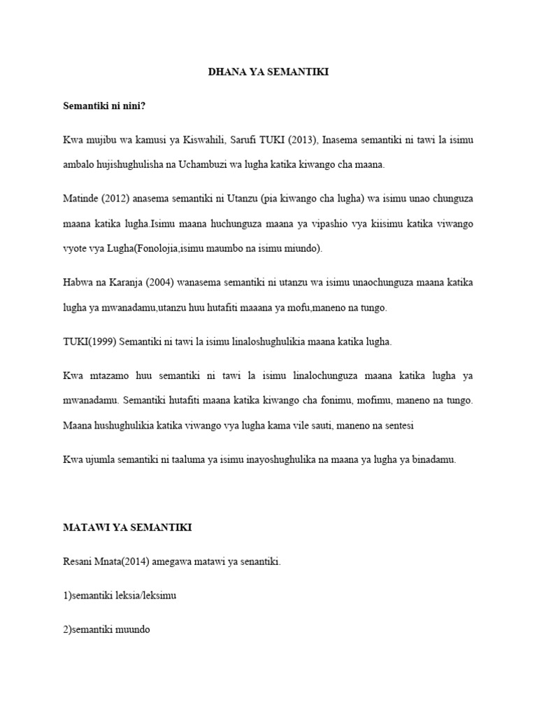 Dhana Ya Semantiki | PDF