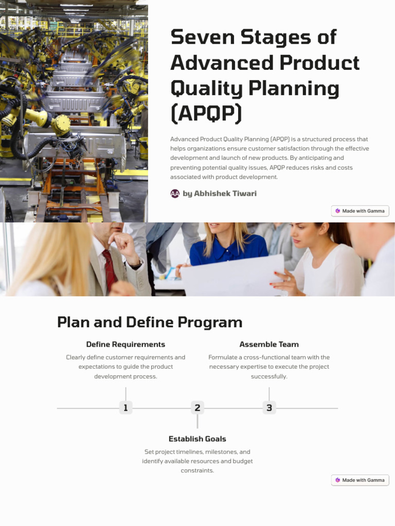 Seven Stages of Advanced Product Quality Planning APQP | PDF ...