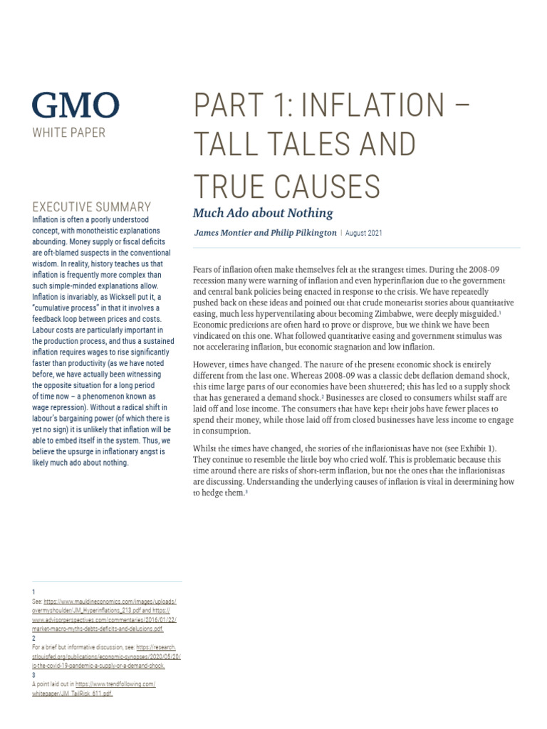 GMO Part 1/2 Inflation - Tall Tales and True Causes | Download Free PDF | Inflation | Nairu