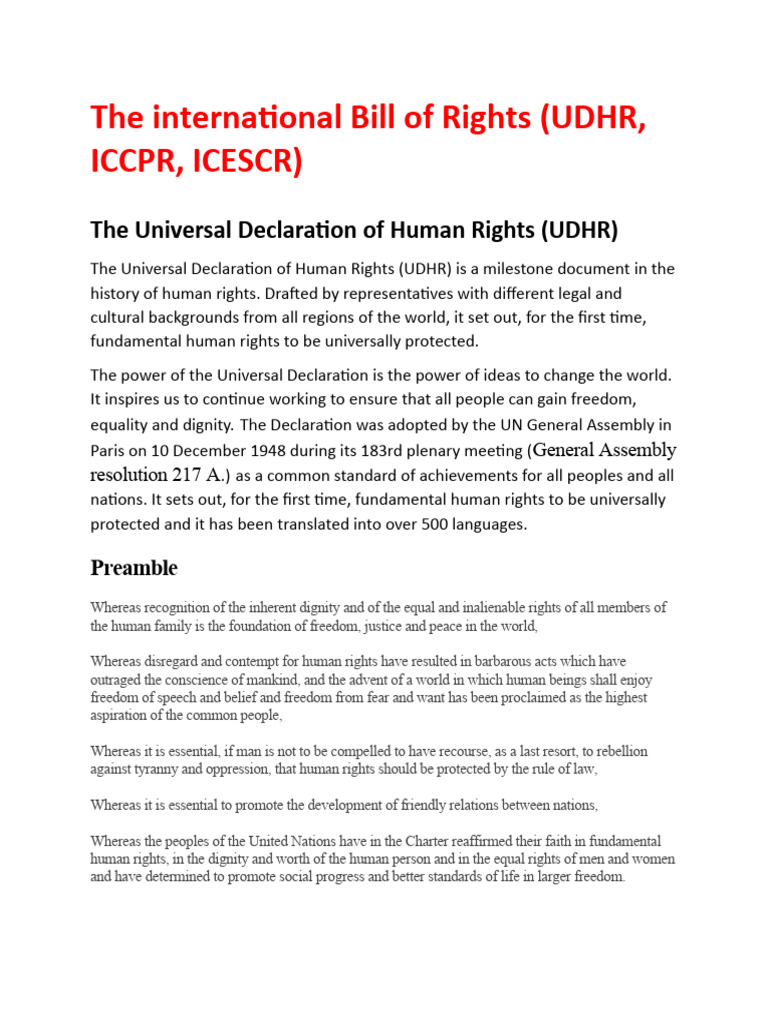 The International Bill of Rights | Download Free PDF | Human Rights | Treaty